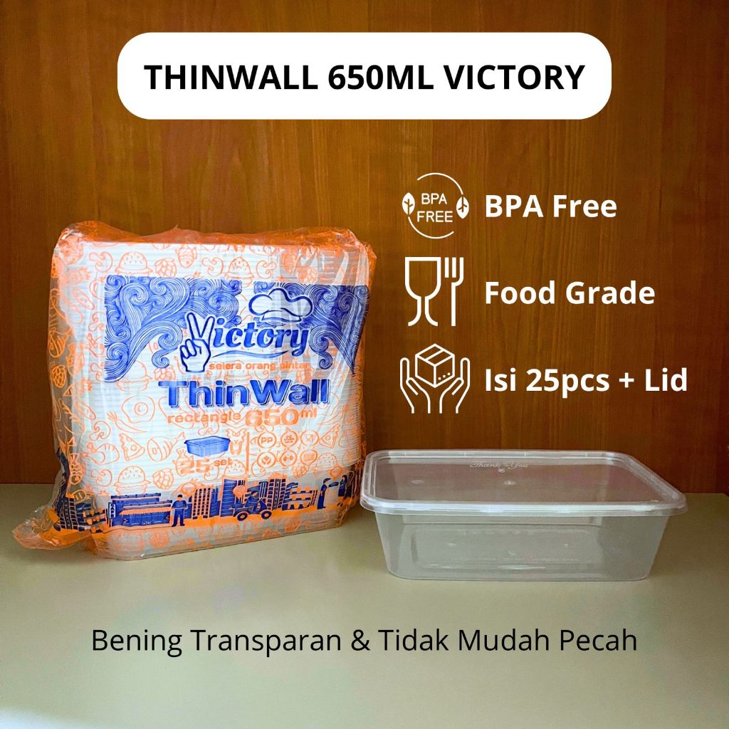 Jual (Grosir) Thinwall Rec 650ml (25) Halal Persegi Panjang Cup Puding ...
