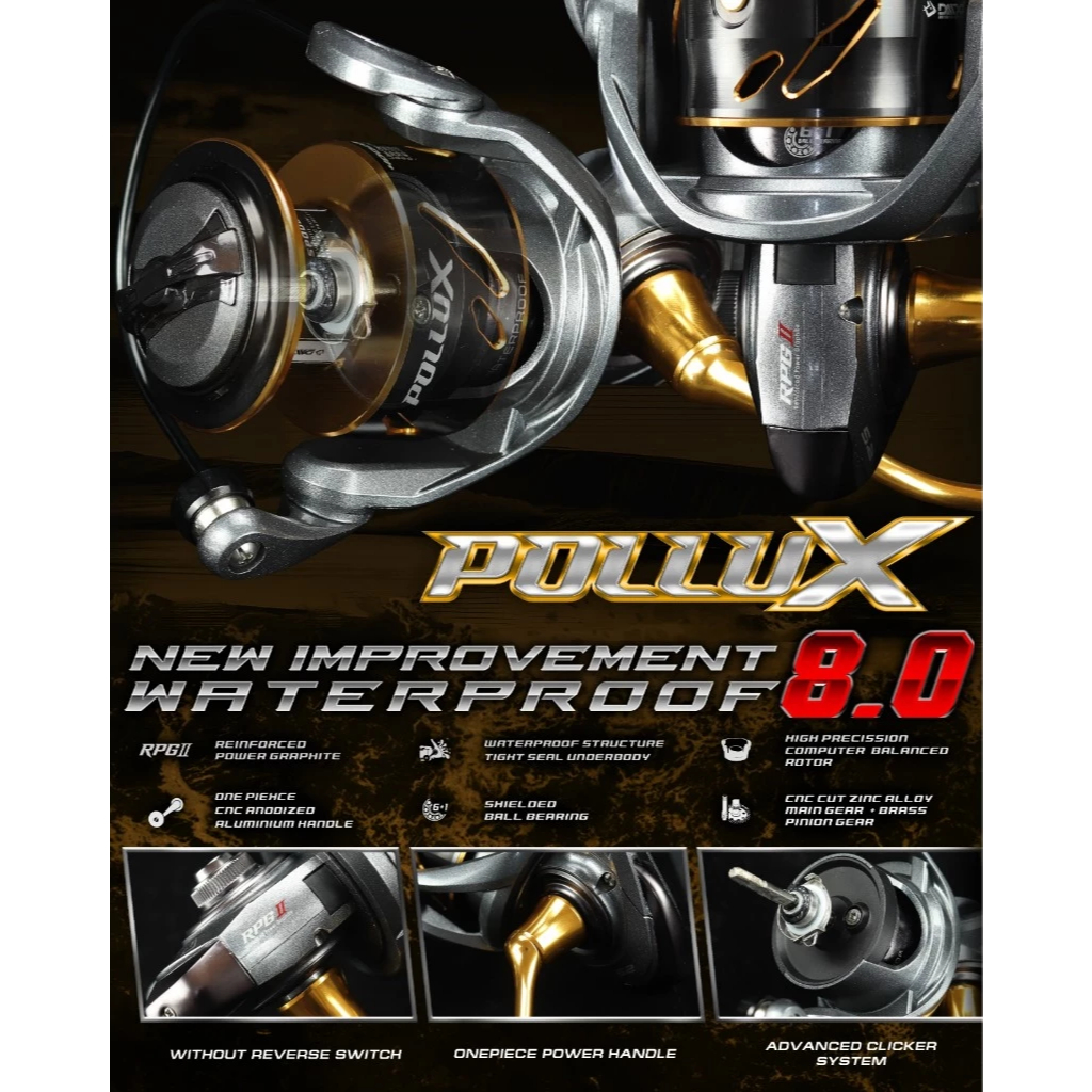 Jual Reel Pancing DAIDO POLLUX 1000-6000 Waterproof 8.0 (6+1Bearing) Power Handle Murah | Shopee ...