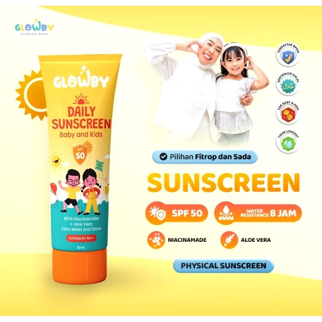 Jual Glowby Daily Sunscreen Wajah dan Badan spf 50 untuk Bayi dan Anak ...