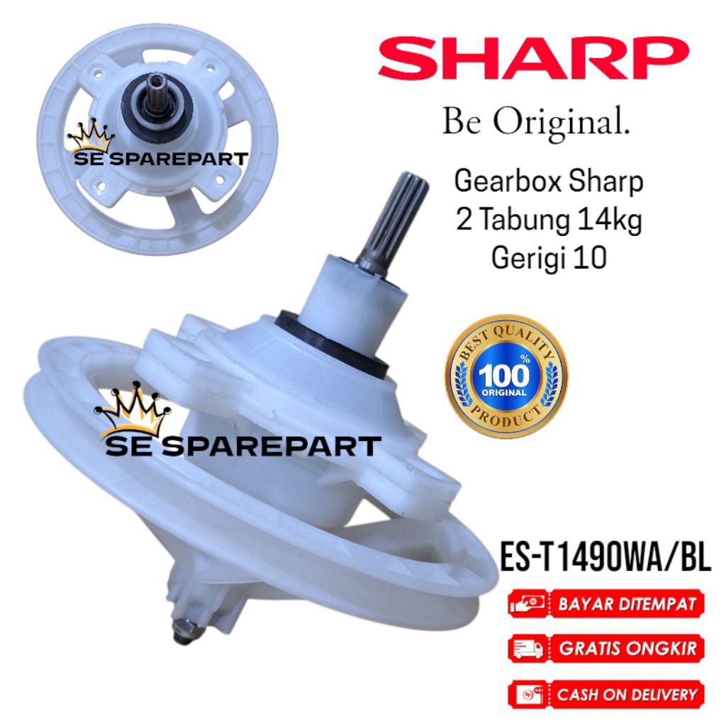 Jual ES-T1490WA/BL GEARBOX MESIN CUCi SHARP 2 TABUNG 14KG GERIGI 10 ...