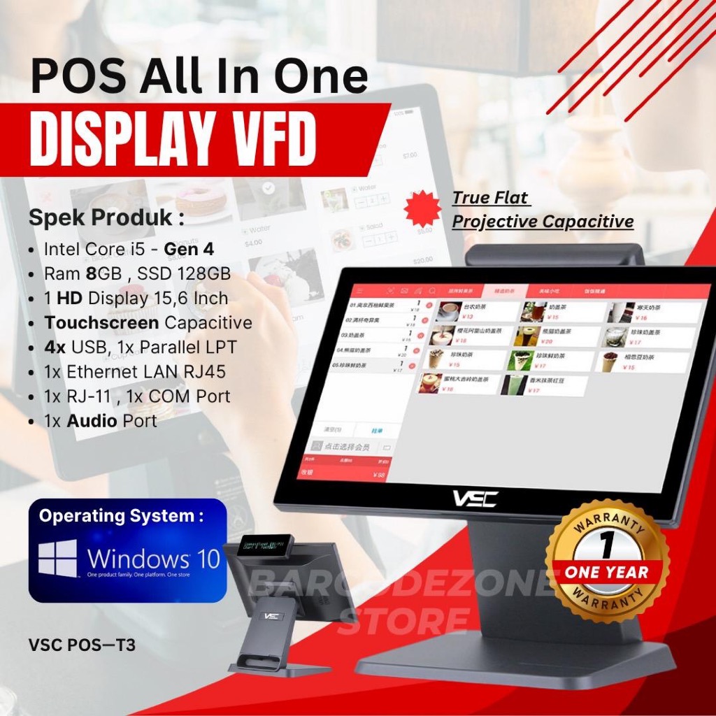 Jual MESIN KASIR POS VSC POS-T3 All in One Pos System Touchscreen WINDOWS SSD WIFI SPEAKER ...