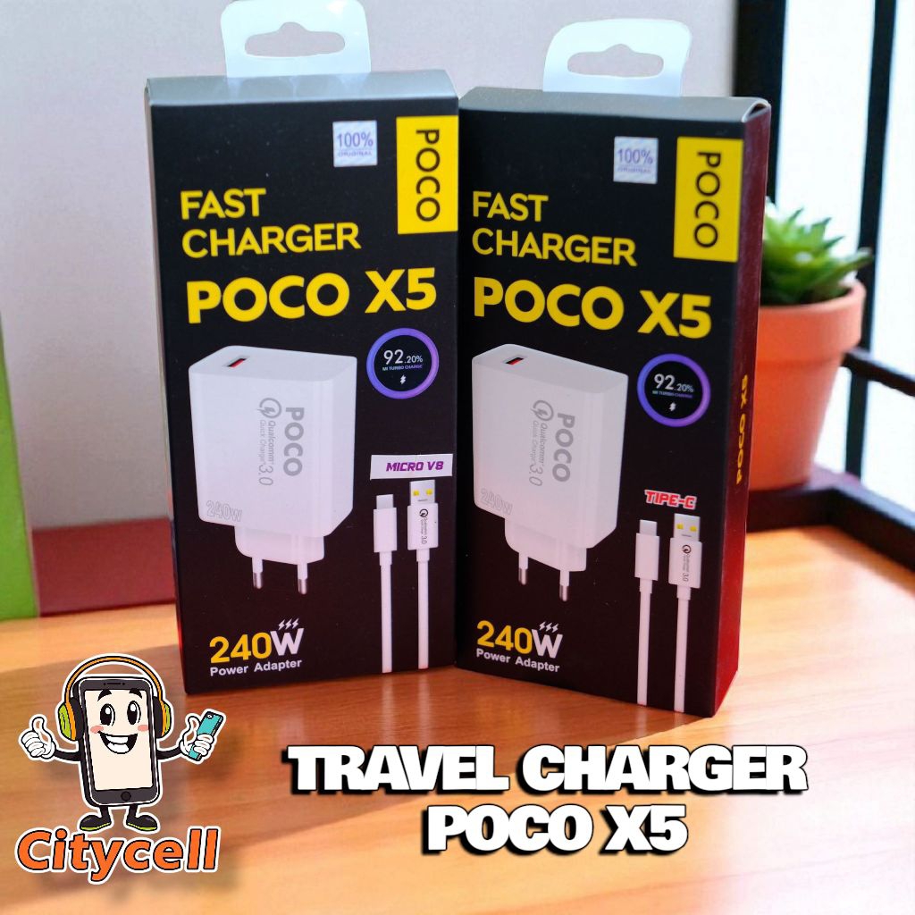 Jual Travel Charger Pocophone X5 For Android dan Type c 240W Fast ...
