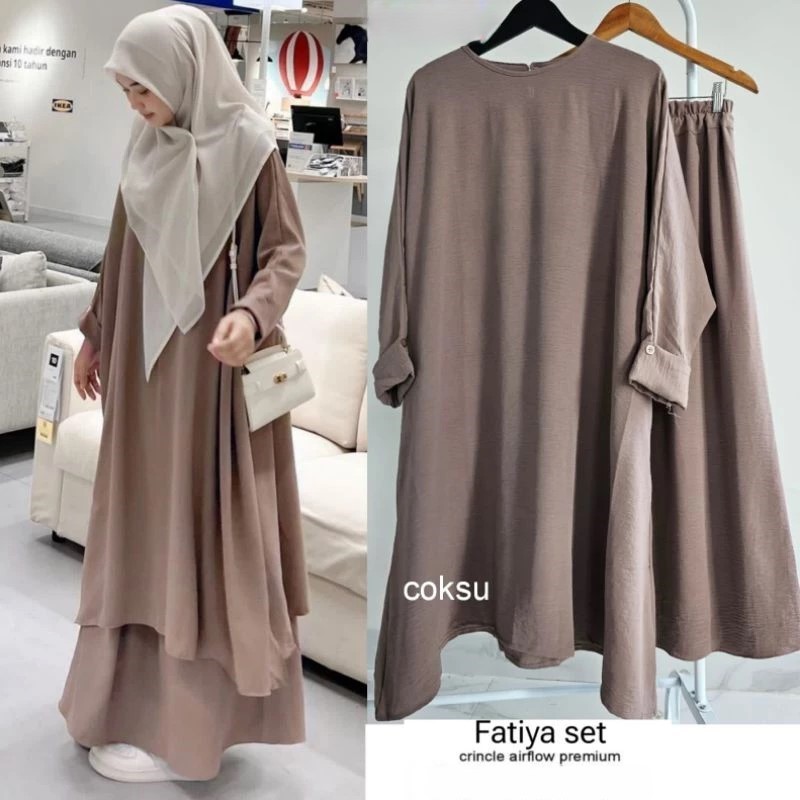 Jual Set Tunik Rok Fatiya One Set Tunik Abaya Size L XL | Shopee Indonesia