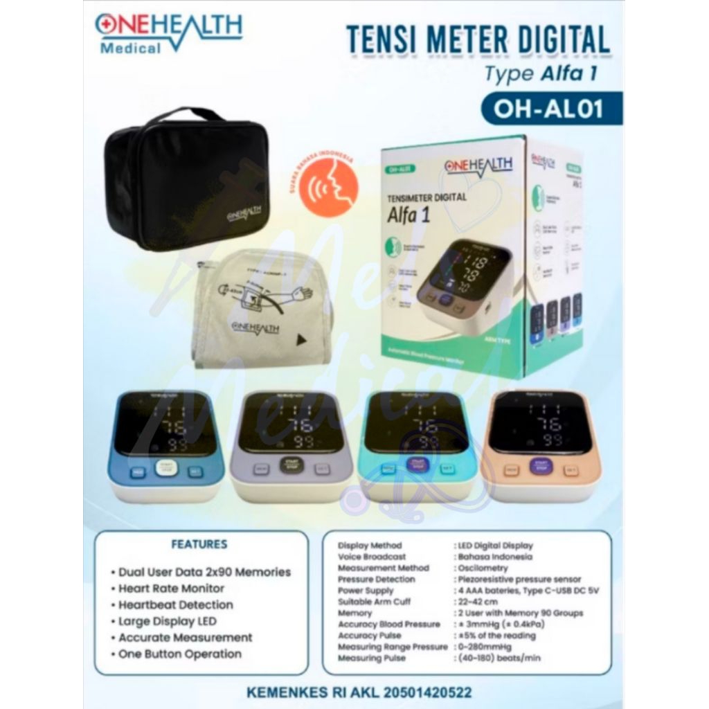 Jual Onehealth Tensimeter Digital Alfa 1 OH-AL01 Tensi Digital Blood ...