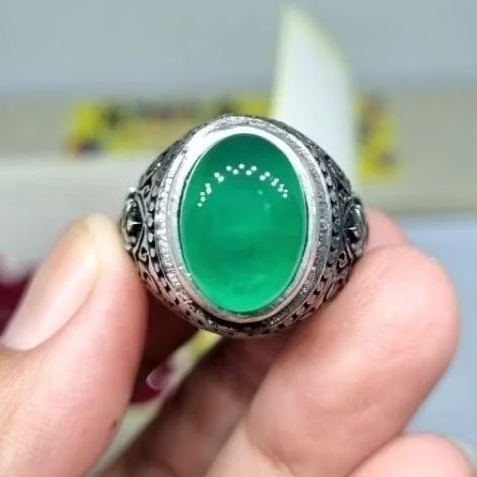 Jual Batu cincin akik green chalcedony hujau garut asli dim 16 mm ...