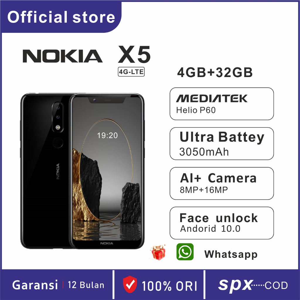 Jual Nokia x5 (5.1 plus) | Type-c prot | dual sim | 13MP+5MP | fast ...