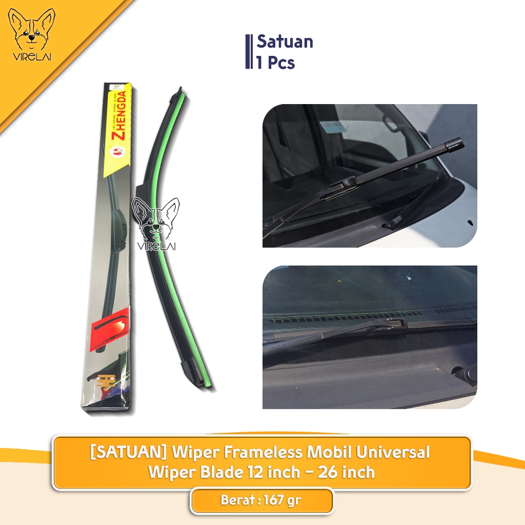 Jual [SATUAN] Wiper Frameless Mobil Universal Wiper Blade 12 Inch - 26 ...