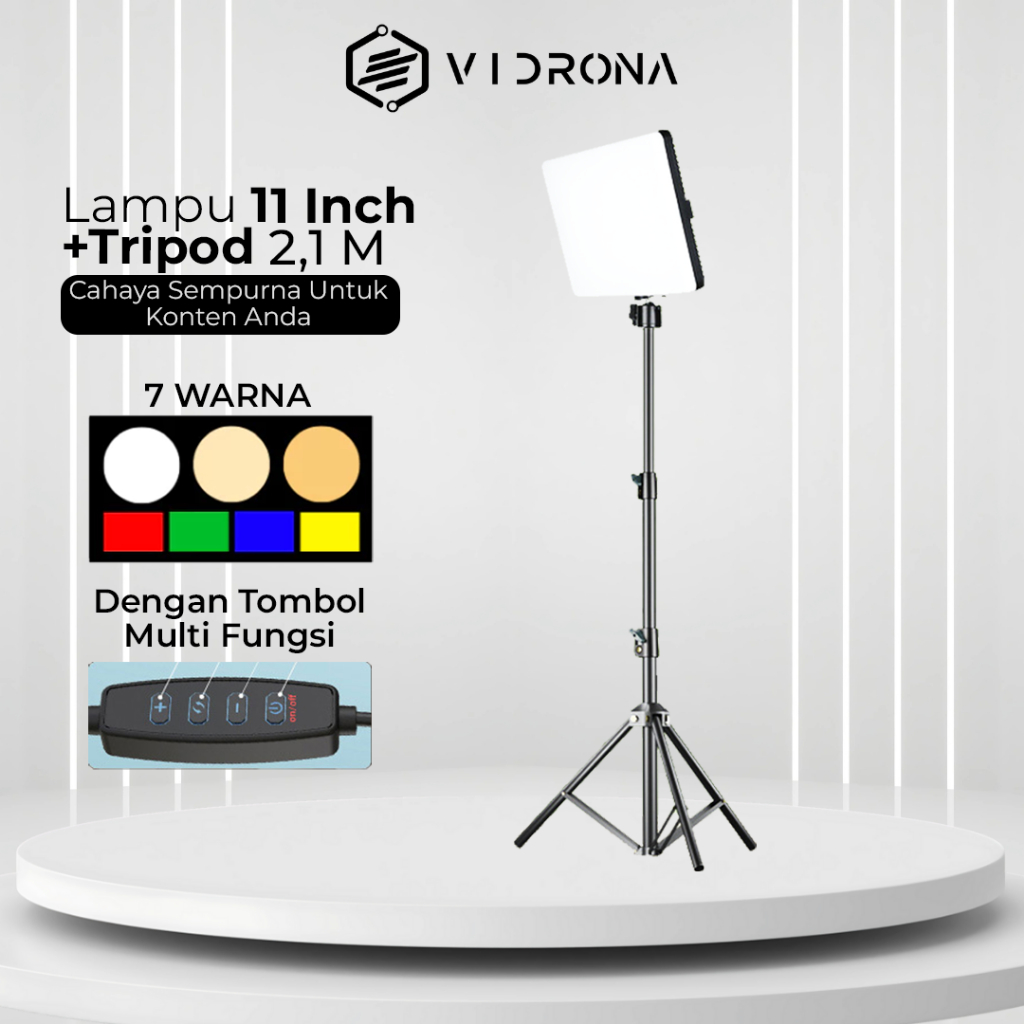 Jual VIDRONA ELK-113 Lampu LED 11 inch Tripod Ring Light Konten Kreator ...