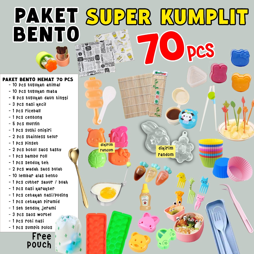 Jual 1 paket bento hema lengkap Tusukan Bento Bekal Anak Riceball Botol ...