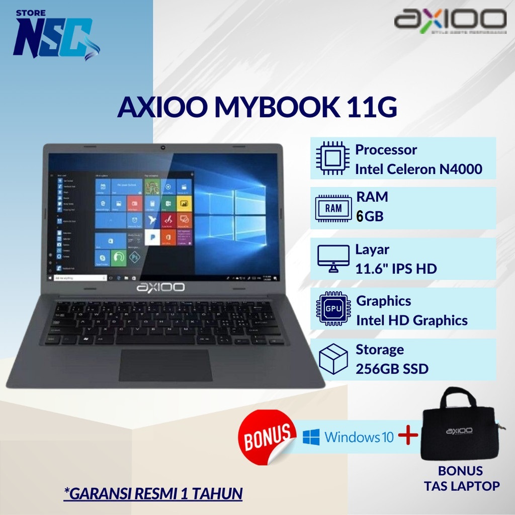 Jual Axioo MyBook 11G Intel N4020 RAM 6GB SSD 256GB 11"HD windows 10 ...