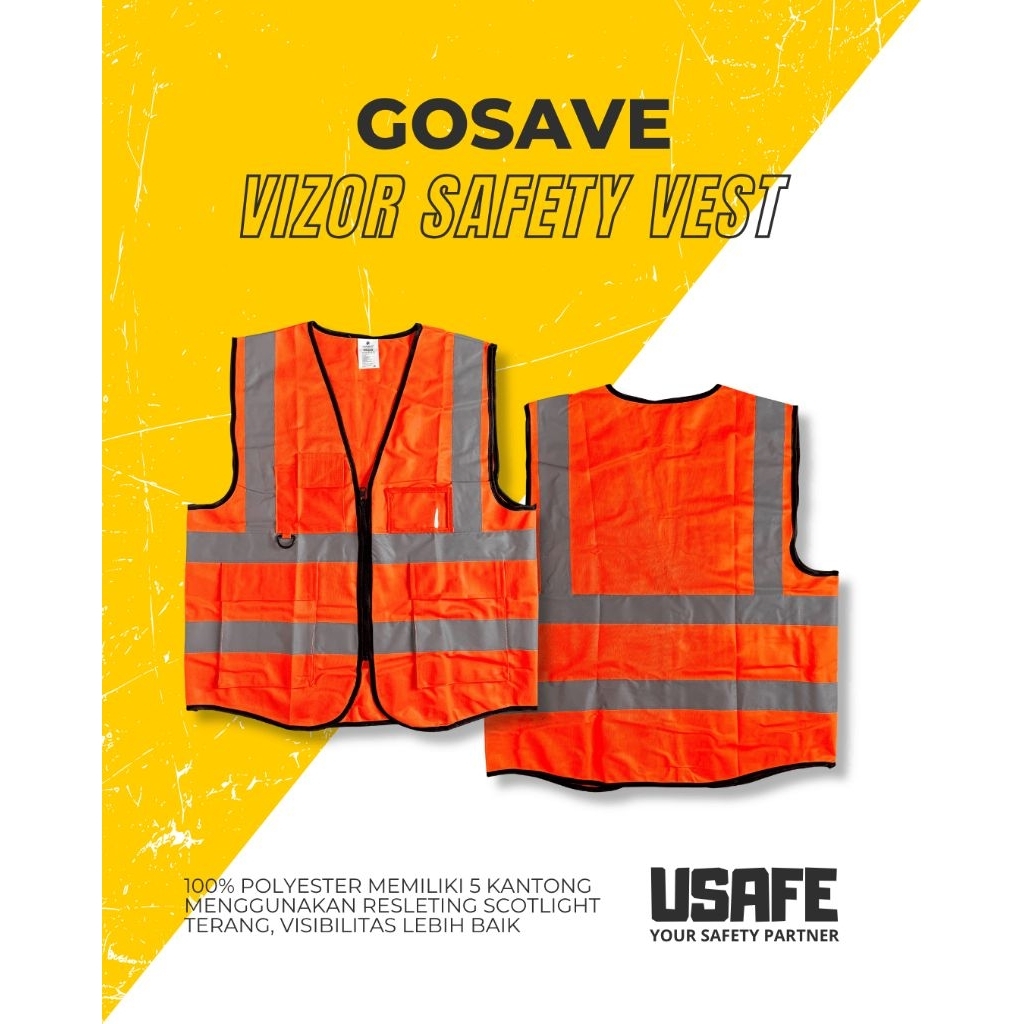 Jual Rompi Proyek Jaring Tebal Vizor 5 Kantong Orange GOSAVE | Shopee ...
