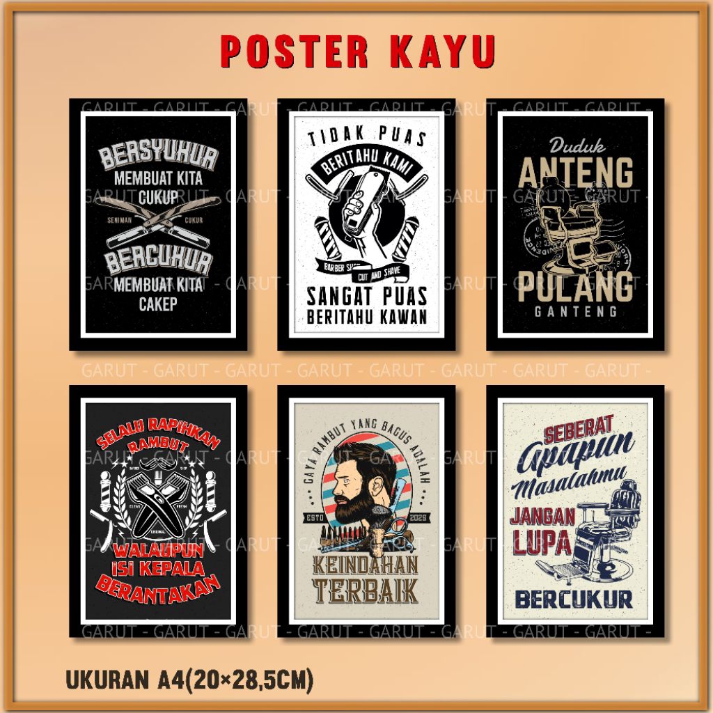 Jual Poster kayu mdf Hiasan dinding barbershop pangkas rambut salon ...