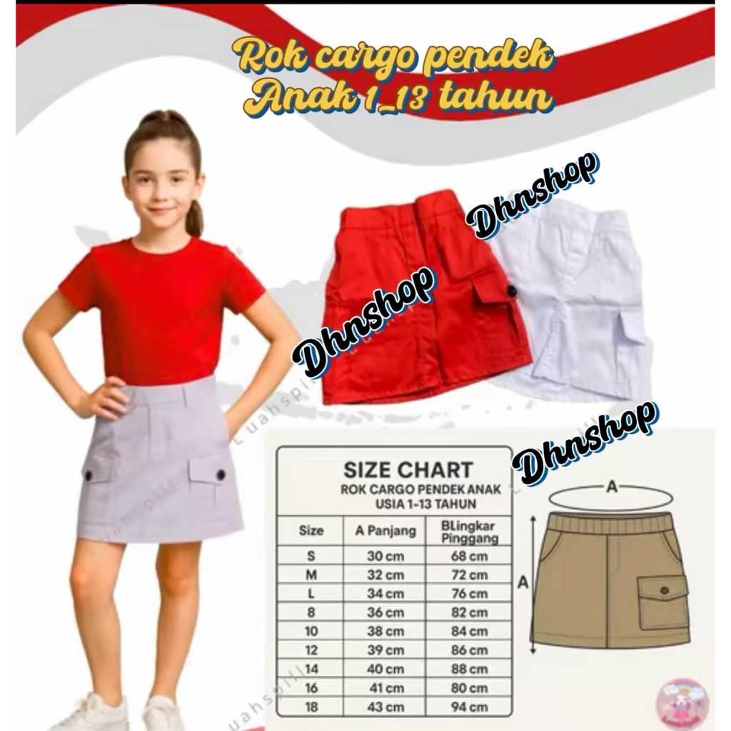 Jual ROK SKRIT /Rok Mini Anak /Rok Pendek Anak 1-13 Tahun Bahan katun ...