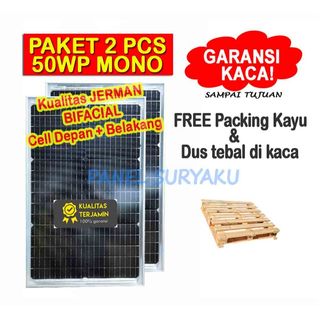 Jual Paket 2pcs Solar Panel 50wp Mono Panel Surya 50wp Monocrystalline ...