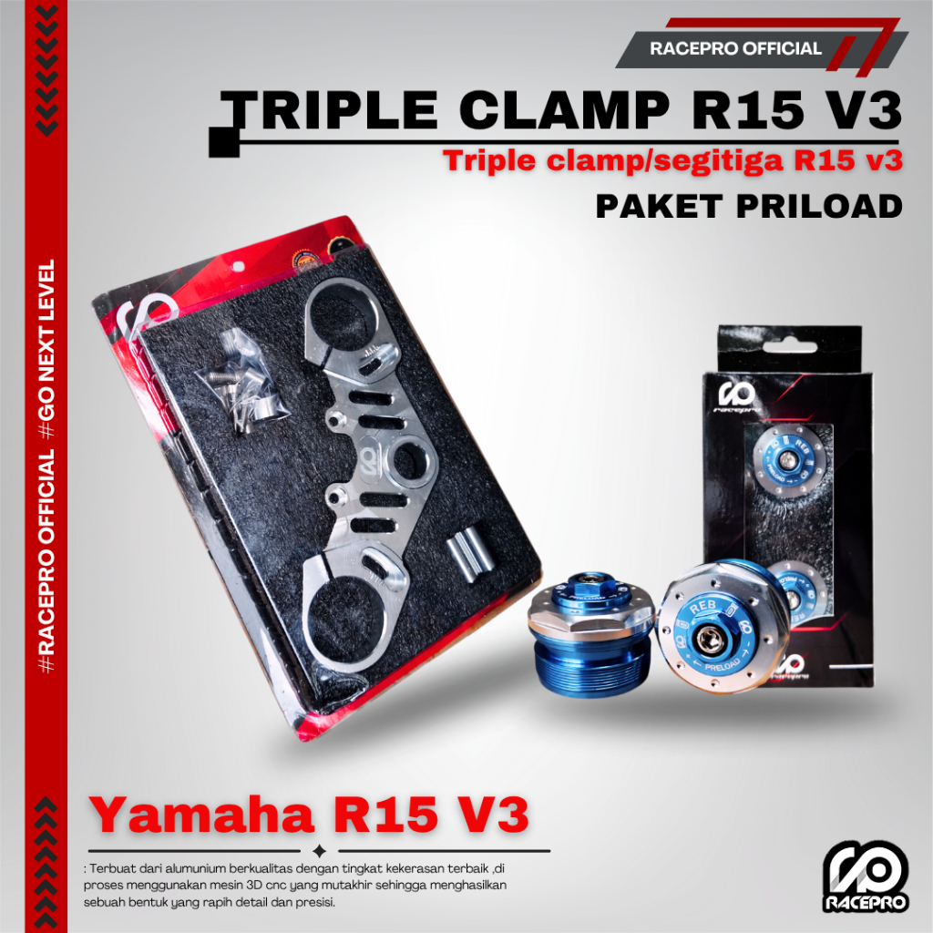 Jual Paket triple clamp r15v3 + Preload Racepro Triple Clamp R15 V3 ...