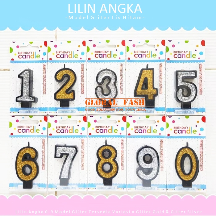Jual Lilin Angka Glitter Gold dan Silver / Lilin Angka Ulang Tahun ...