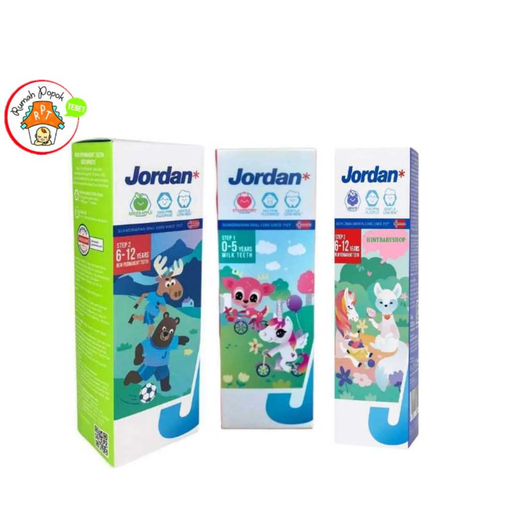 Jual Jordan ToothPaste Kids 75g Step 1 Strawberry Step 2 Grape dan ...