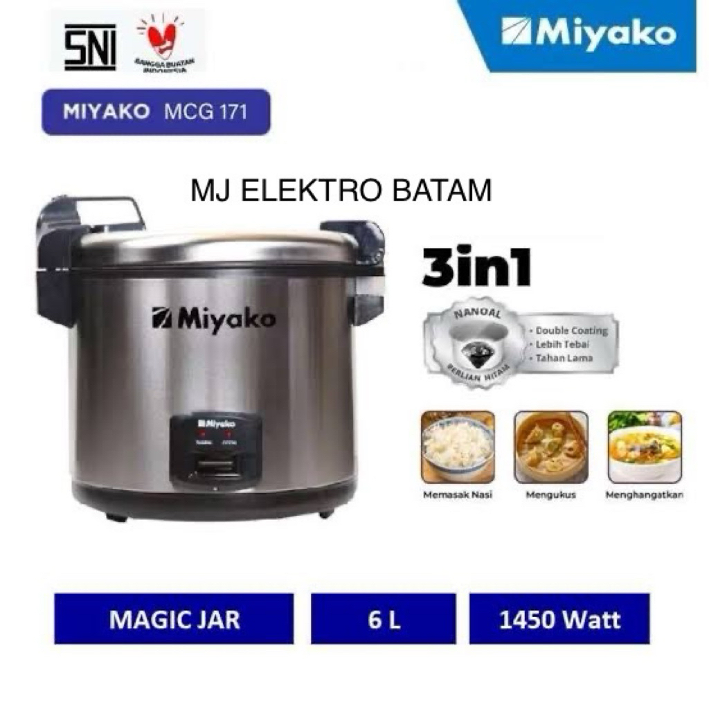 Jual KOTA BATAM - MIYAKO MCG171 MCG 171 6 Liter Rice cooker Magic com ...