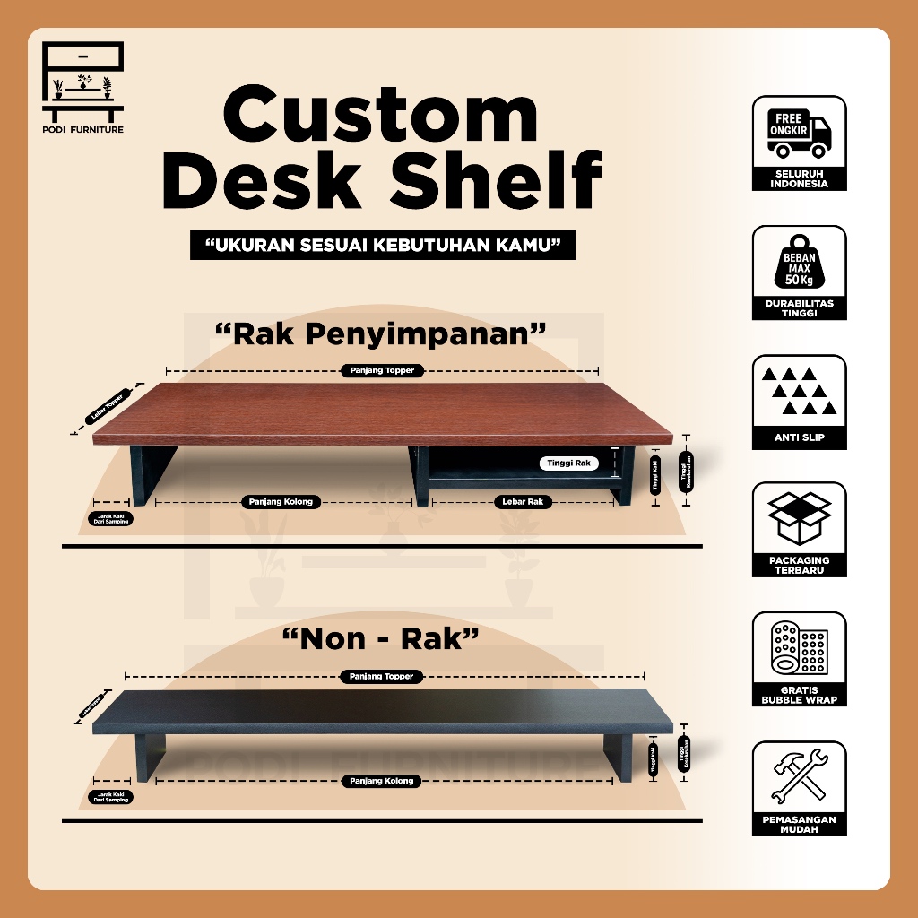 Jual PODI Custom Desk Shelf / Stand Monitor / Tatakan Monitor | Shopee ...