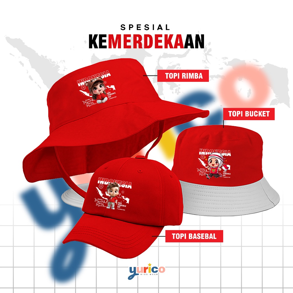Jual Topi Anak Agustusan Spesial Kemerdekaan Karakter Animasi 3D ...