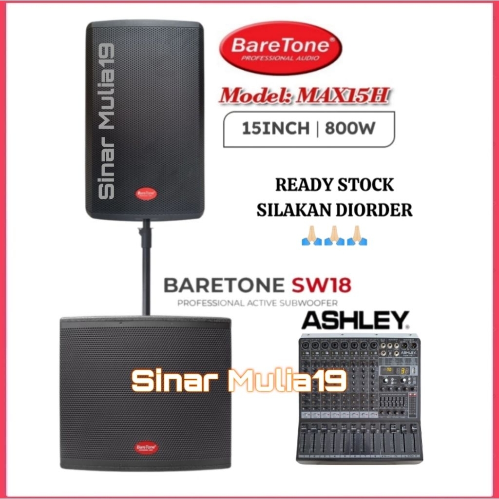 Jual Paket Sound System Karaoke BareTone MAX15H Subwoofer BareTone SW18 ...