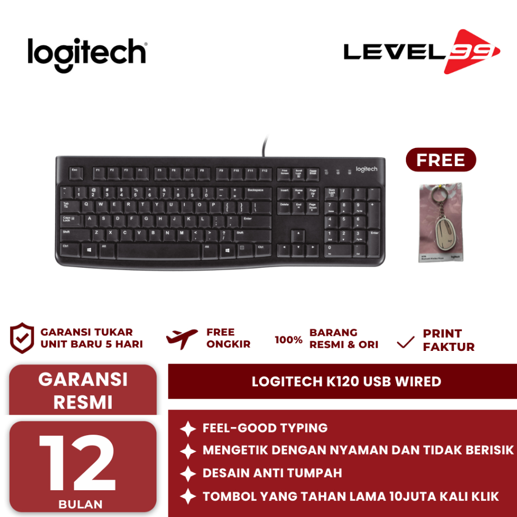 Jual Logitech K120 USB Wired Keyboard Plug and Play | Shopee Indonesia