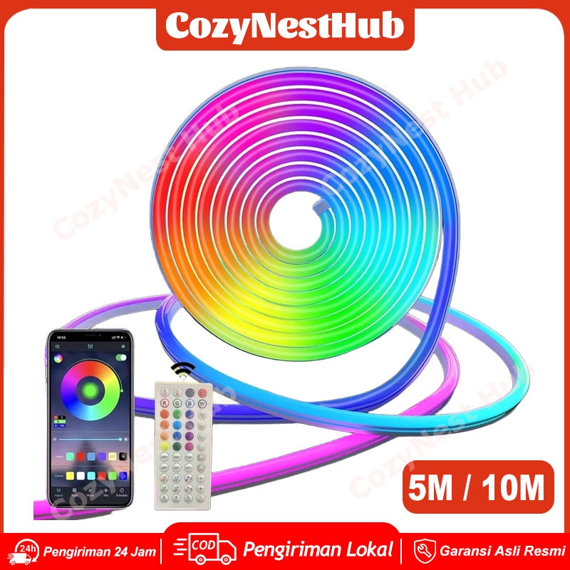 Jual 5V / 24V Lampu Neon Flex Running LED Remote 5M/10M RGB Lampu warna ...