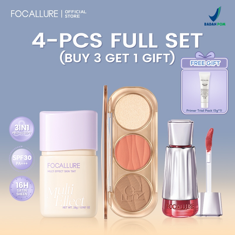Jual [B3G1]FOCALLURE 3PCS Face Set Lip Satin 3-in-1 3D Palette Skin Tint SPF30 PA+++ | Shopee ...