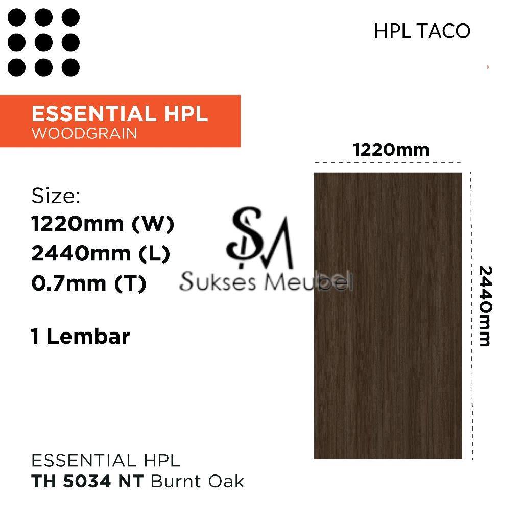 Jual TACO HPL Woodgrain Oak TH 5034 NT - Burnt Oak | Per 1 Lembar ...