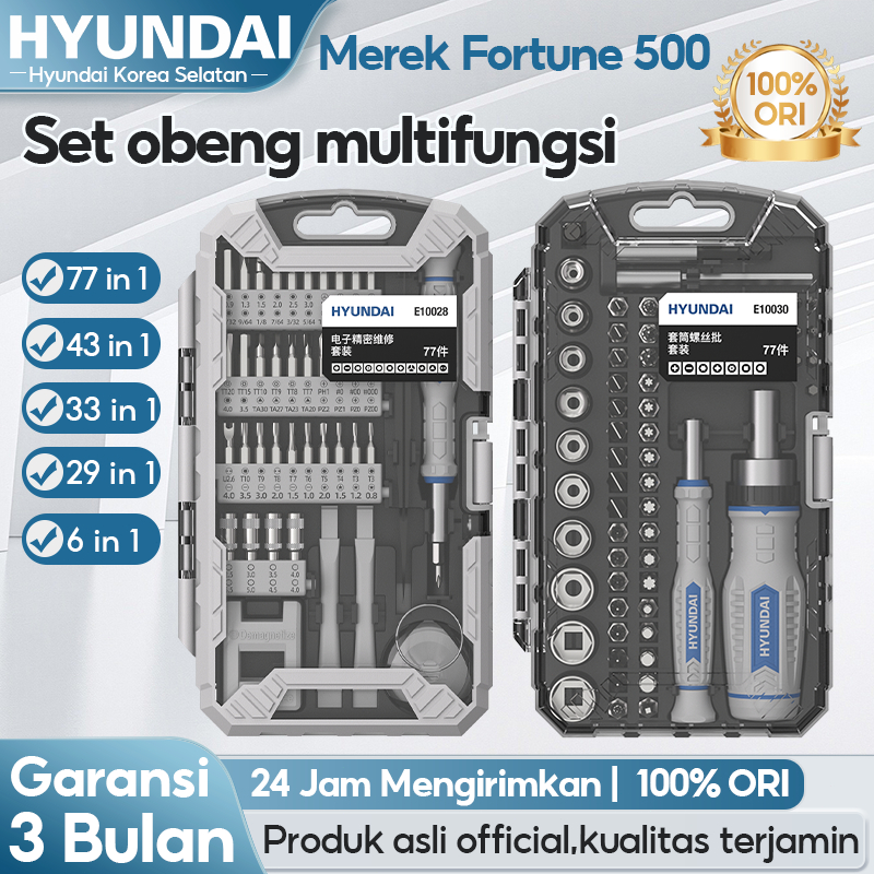 Jual Hyundai Obeng set 77in1 + BOX obeng magnet multifungsi isi 77 ...