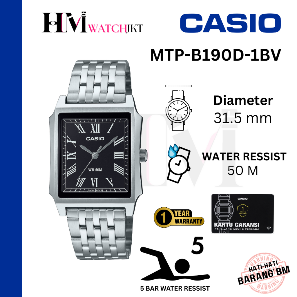 Jual CASIO MTP-B190D-1BVDF Jam Tangan Pria Original Analog Classic ...