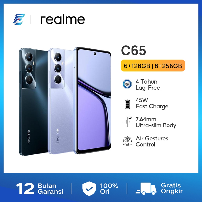 Jual Realme C65 8+128GB/8+256GB (TUV SUD 4 Tahun Lag-free | 45W Fast ...