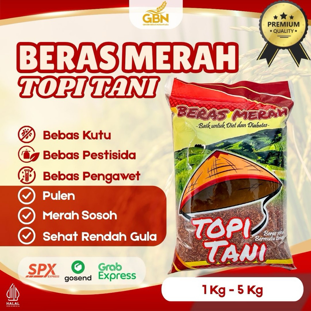 Jual BERAS MERAH TOPI TANI ORGANIK BAGUS BUAT KESEHATAN | Shopee Indonesia