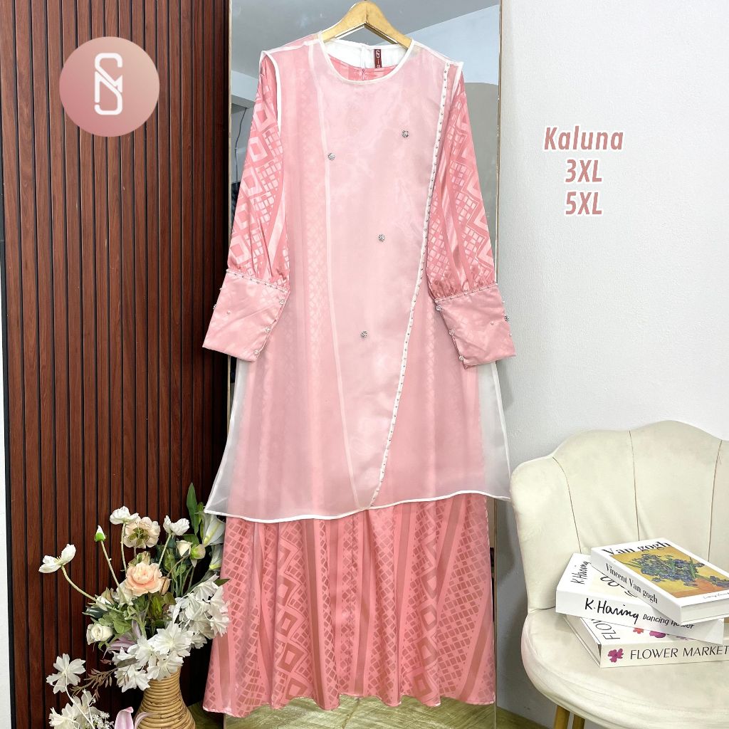 Jual Kaluna Myshawl Jafina Gamis Jumbo Brukat Motif Kasual Kondangan ...