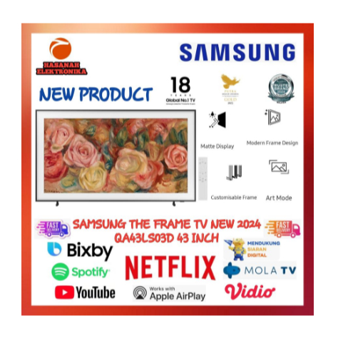 Jual SAMSUNG QA43LS03D THE FRAME QLED 4K SMART TV TIZEN 43 INCH ...