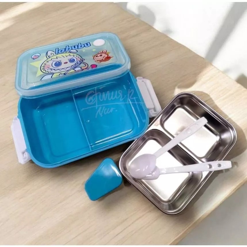 Jual LUNCH BOX STAINLESS STEEL LABUBU 2 SEKAT + MINI BOX BPA FREE ...