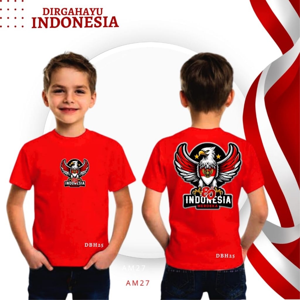 Jual TOM SHIRT Kaos Kemerdekaan HUT RI Dirgahayu 80 Anak Cewek Cowok | Shopee Indonesia