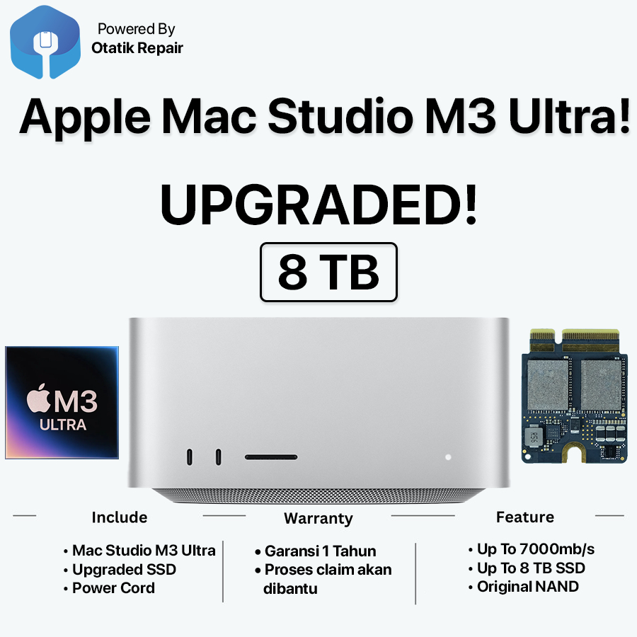 Jual Mac Studio M3 Ultra 96GB 8TB Upgraded SSD Ada Varian 2TB,4TB | Shopee Indonesia