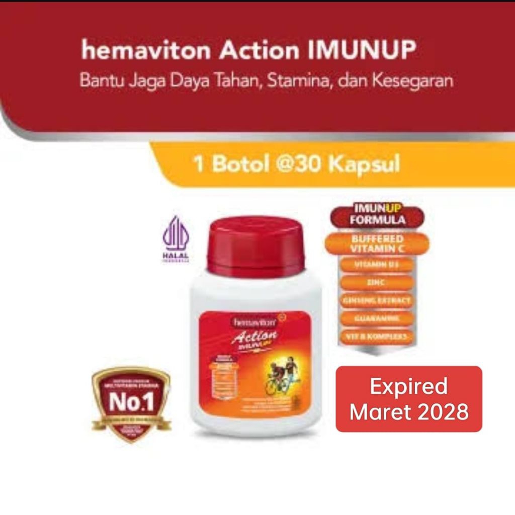 Jual Hemaviton Action Imunup Kemasan Botol isi 30Kapsul Multivitamin ...