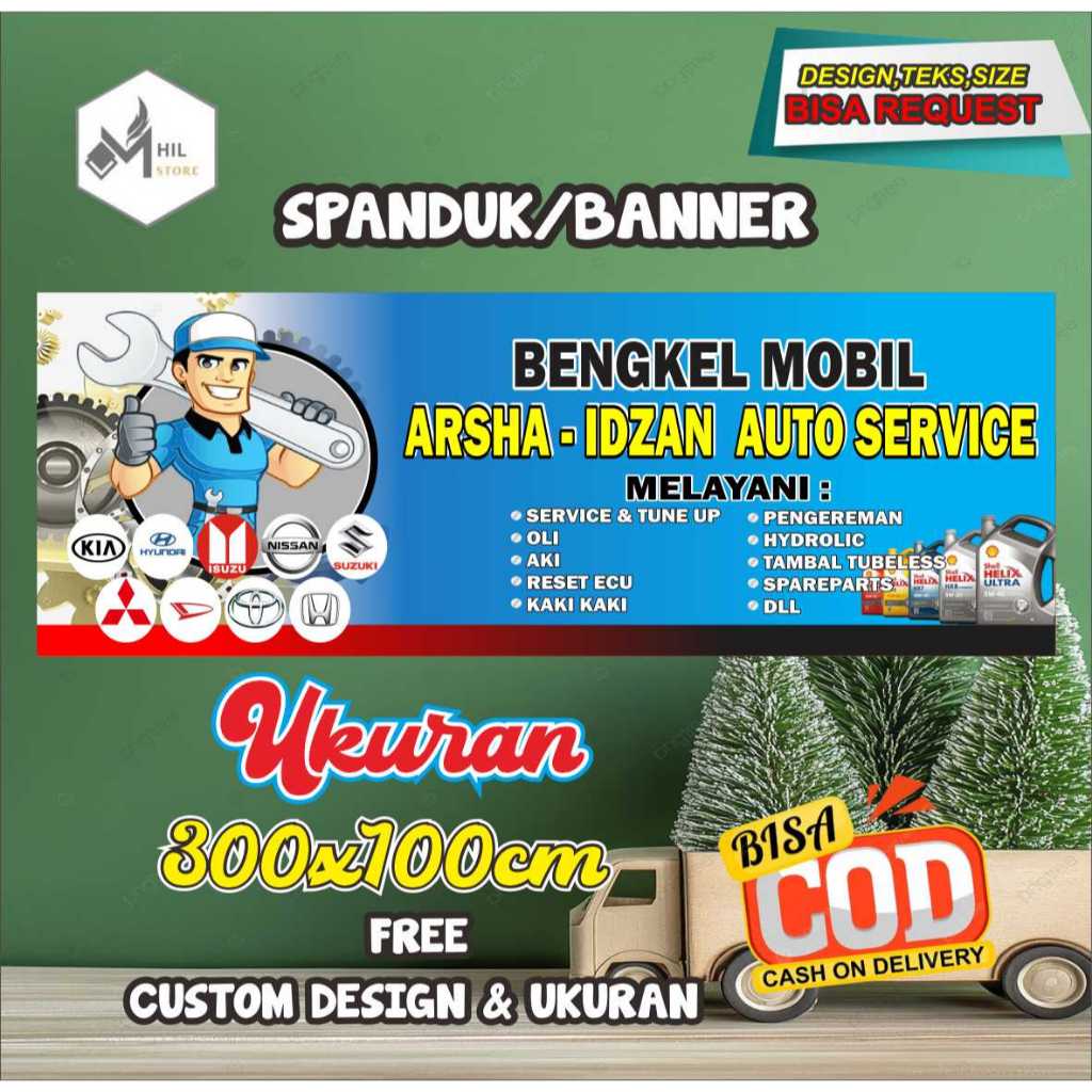 Jual Spanduk Banner Size 300X100CM BENGKEL MOBIL Free Custom Design Dan ...