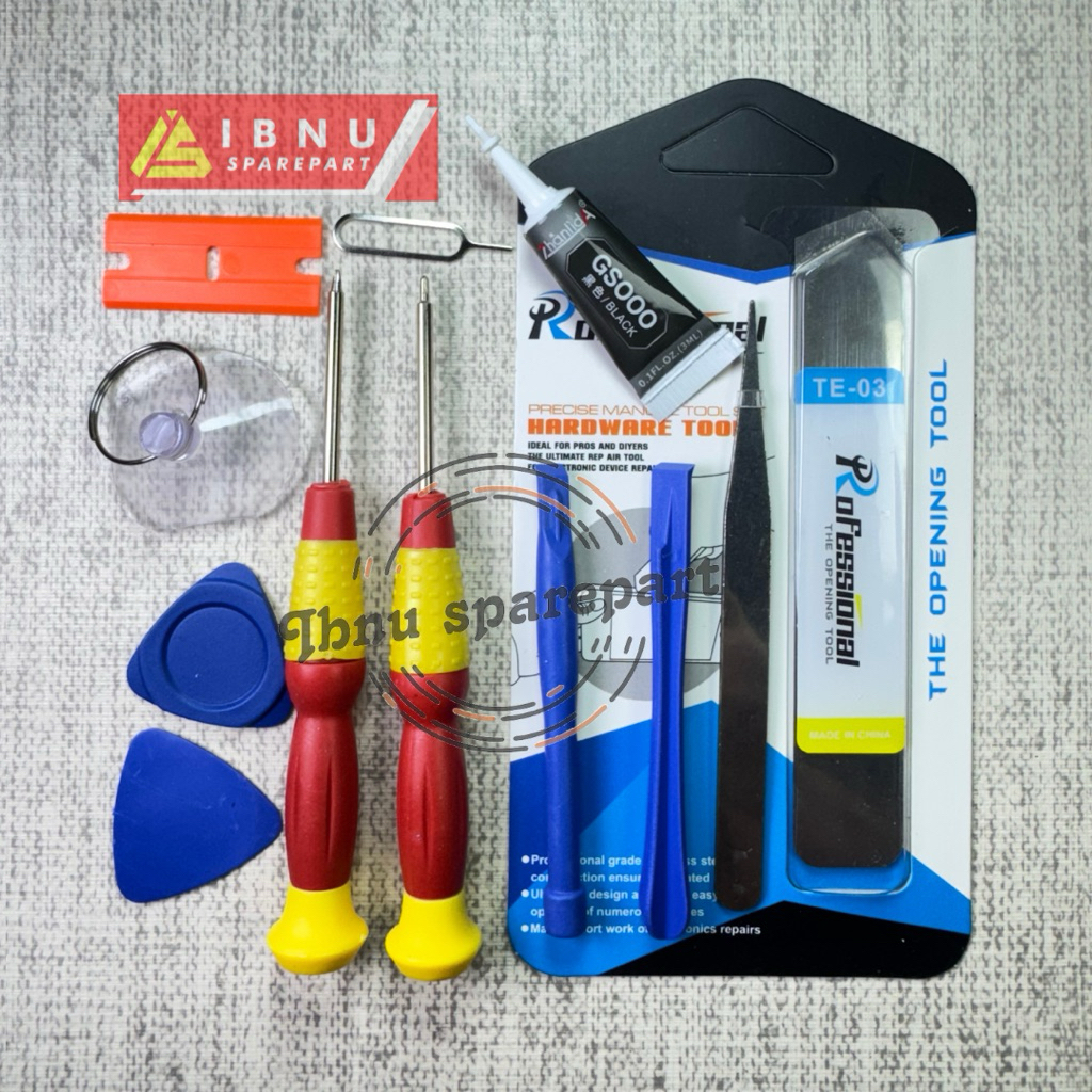 Jual OBENG SET HP 10 IN 1 + LEM PEREKAT LCD TS 3ML (isi hitam) + ALAT PEMBUKA / PENCUNGIL LCD ...