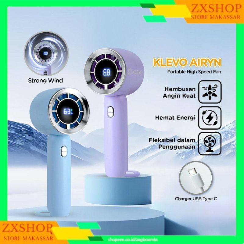 Jual KLEVO AIRYN Kipas Angin Genggam Turbo High Speed Mini Fan Strong ...