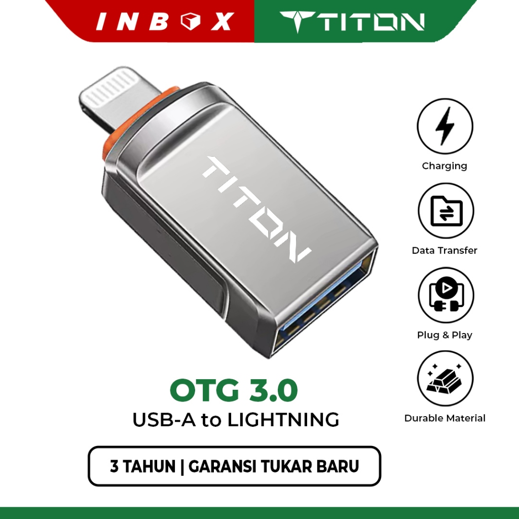 Jual Titon OTG iPhone Adapter USB-A to Lightning USB 3.0 Flashdisk Data ...