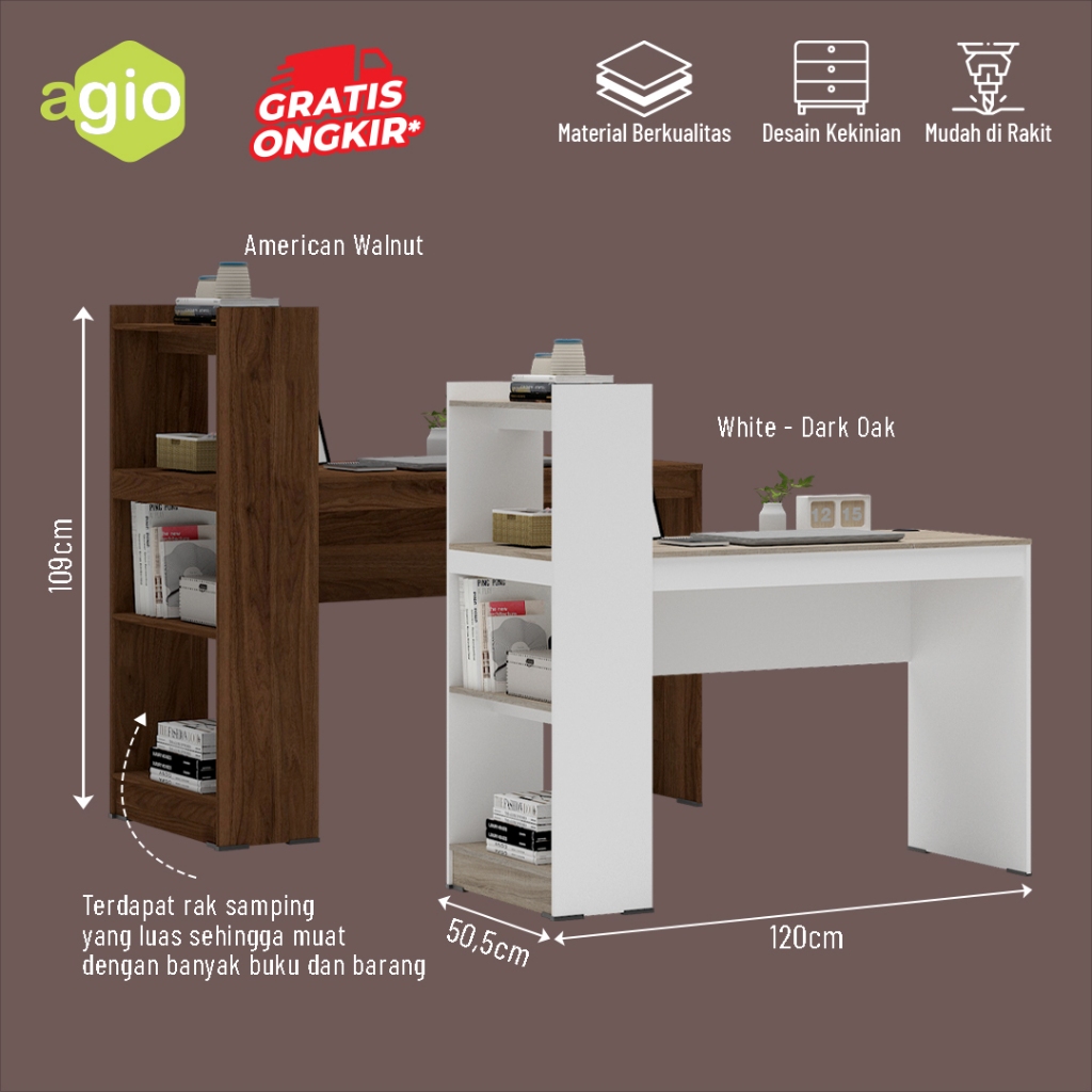 Jual Oggi - Meja Belajar Aesthetic / Meja Kerja Kantor / Meja di Rumah ...