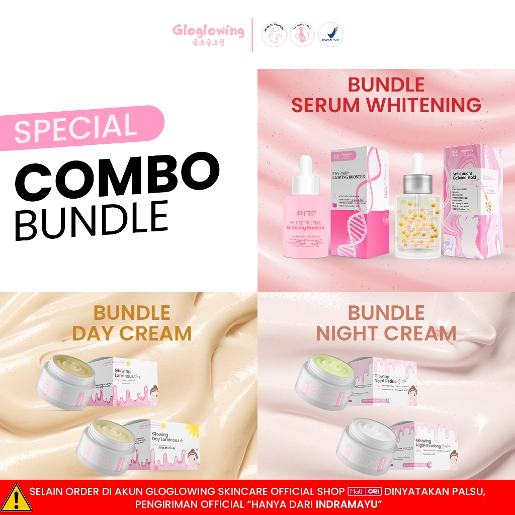 Jual [Combo Bundle Glowing] Bundle Day / Bundle Night / Bundle Serum - Gloglowing Skincare ...