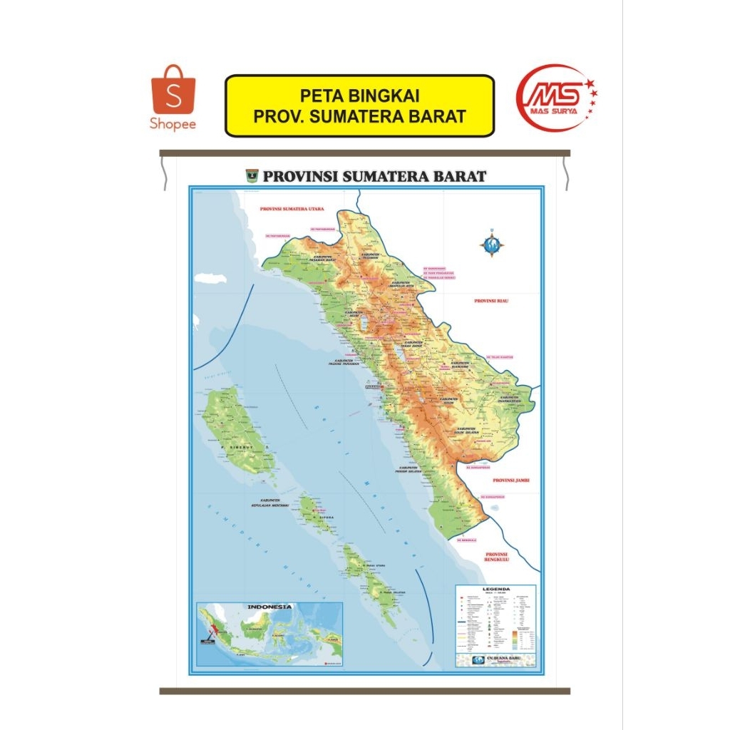 Jual Peta Bingkai Provinsi Sumatera Barat Ukuran Besar | Shopee Indonesia