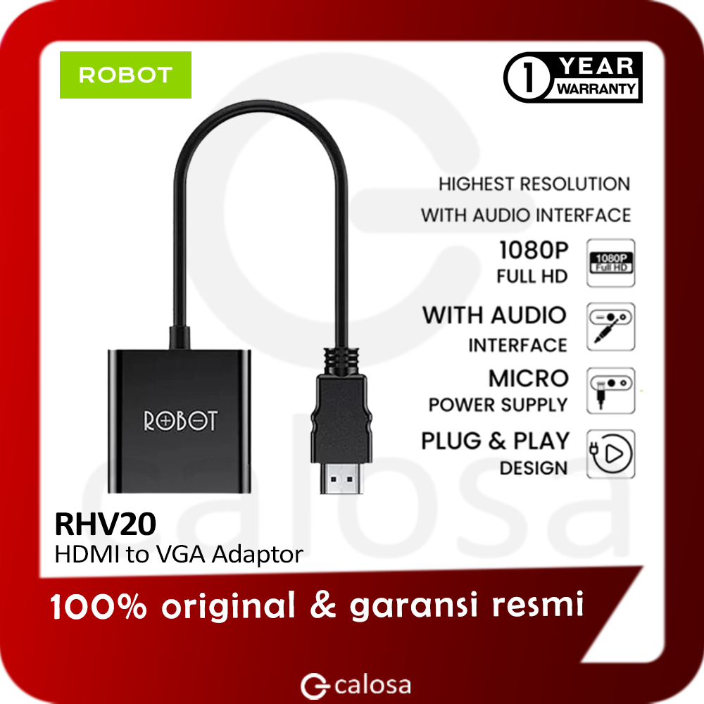 Jual ROBOT Kabel Colokan HDMI TO VGA RHV10 RHV20 Adapter Laptop/PC ...
