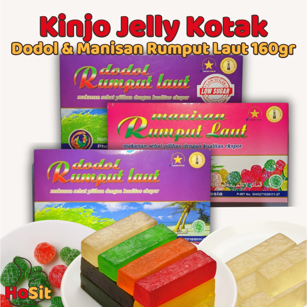 Jual Kinjo Jelly Dodol & Manisan Rumput Laut Kotak 160gr / Dodol Rumput ...