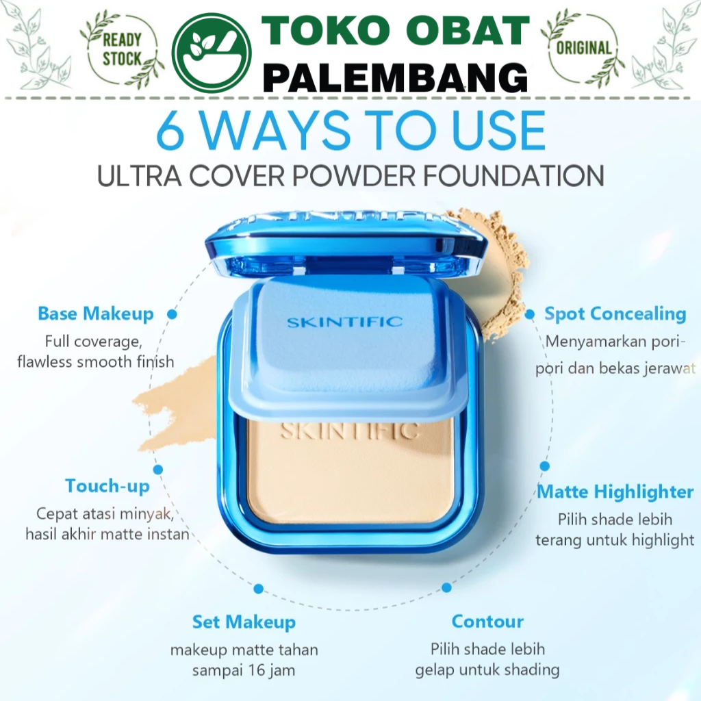 Jual SKINTIFIC ULTRA COVER POWDER FOUNDATION MATTE FIT BEDAK PADAT ...