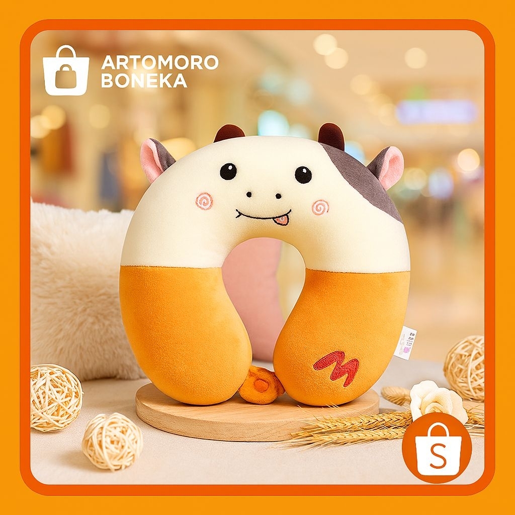 Jual Bantal Leher Dewasa Bantal Leher Mobil Bantal Traveling Motif Sapi ...